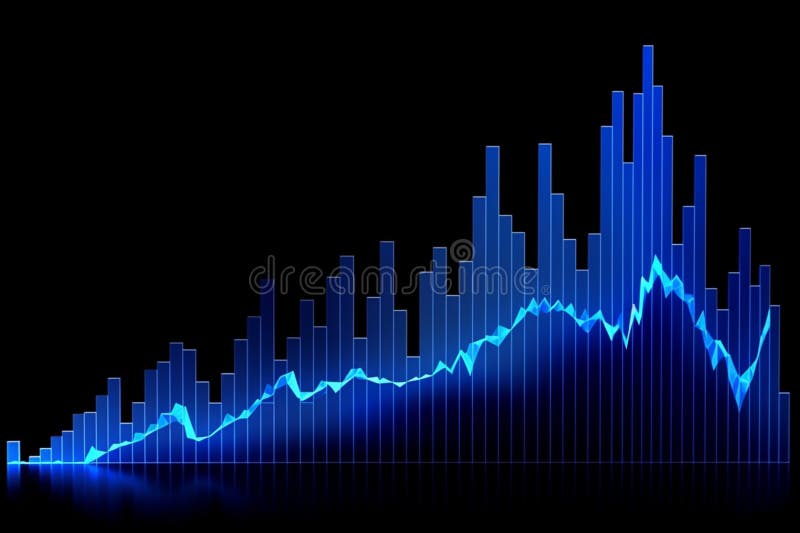 Ascending Statistical Graph on White Backdrop, Deep Blue Hues Stock ...