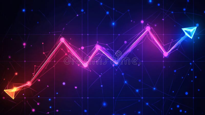 Ascending Trend, Abstract Vector Illustration with Glowing Line Chart ...