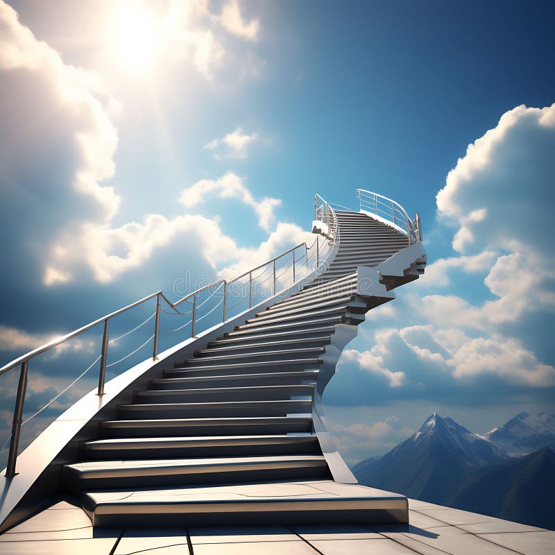 Ascension Ascent: Stairs Going Upward - 3D Rendering Stock Illustration ...