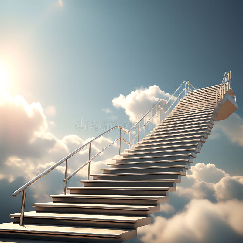Ascension Ascent: Stairs Going Upward - 3D Rendering Stock Illustration ...