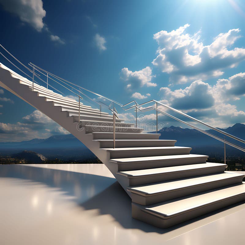 Ascension Ascent: Stairs Going Upward - 3D Rendering Stock Illustration ...
