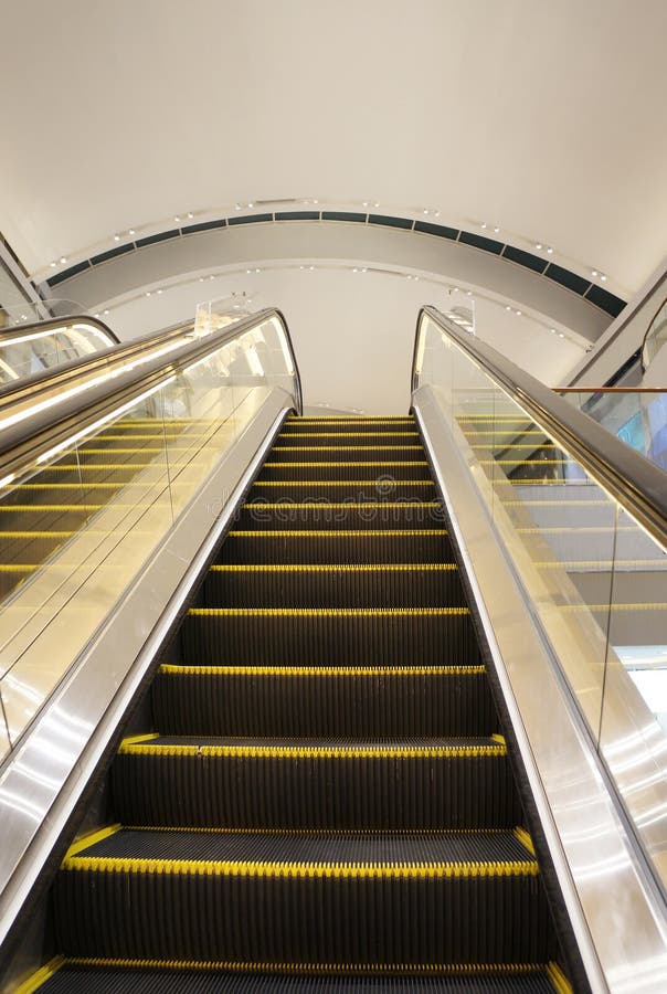 Ascent on an Empty Escalator Stock Image - Image of steps, escalators ...