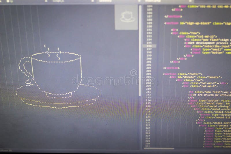 ASCII Art of Drink Cup and HTML Code Aside Stock Photo - Image of ascii ...