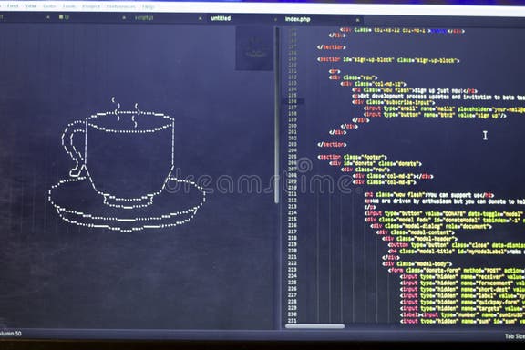 ASCII Art of Drink Cup and HTML Code Aside Editorial Image - Image of ...