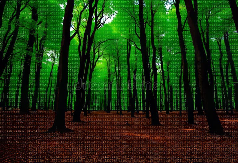 ASCII Art Forest Forest Scenes Converted into ASCII Characters C Stock ...