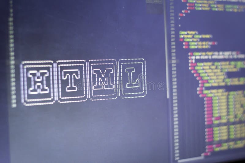 ASCII Art of HTML Technology Name and Real HTML Code Aside Stock Photo ...