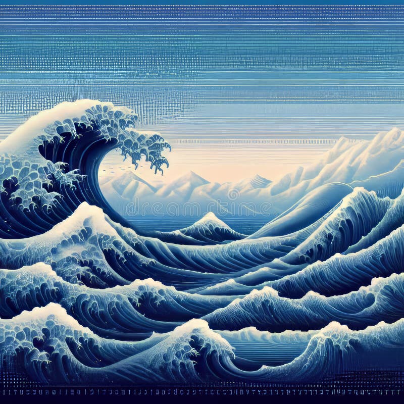 ASCII Ocean Waves an Ocean Scene Created Entirely from ASCII Cha Stock Illustration ...