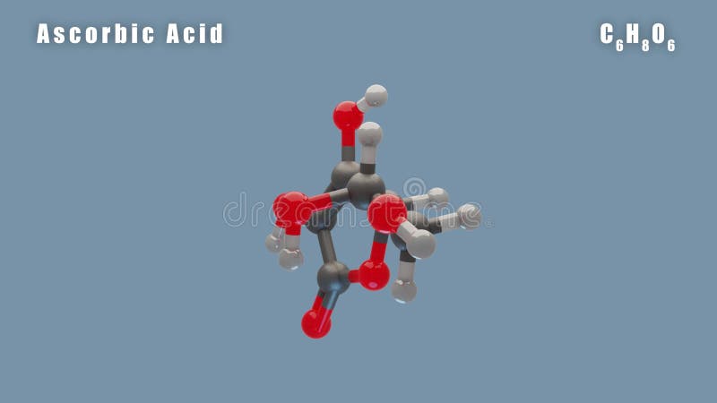Ascorbic Acid Molecule of C6H8O6 3D Conformer Animated Render. Food ...