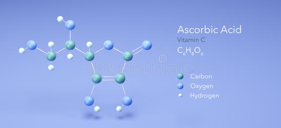 Ascorbic Acid, Vitamin C, Molecular Structures, 3d Rendering ...