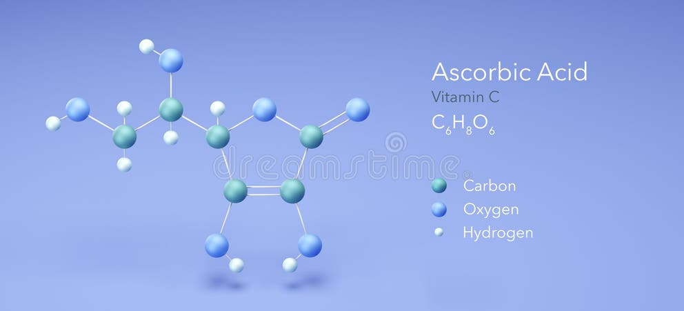 Ascorbic Acid, Vitamin C, Molecular Structures, 3d Rendering ...
