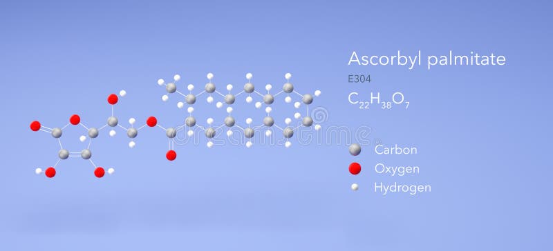 Ascorbyl Palmitate Molecule, Molecular Structures, Antioxidant E304, 3d ...