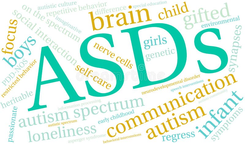 ASDs Word Cloud stock vector. Illustration of early, autistic - 98662860