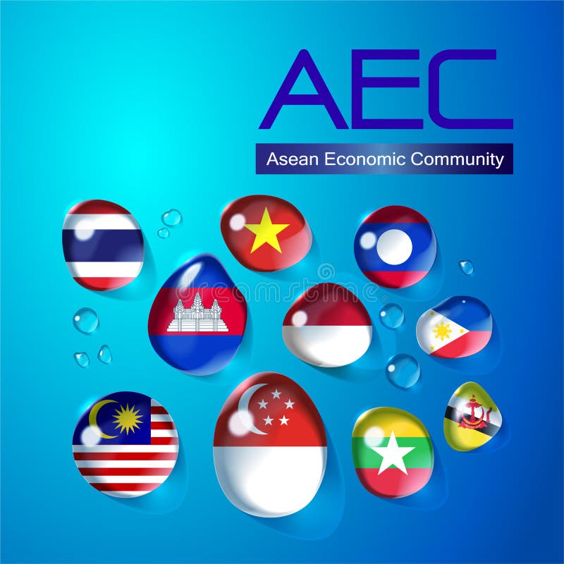 AEC Asean Economic Community Flag Ribbon, Flag of ASEAN Association of ...