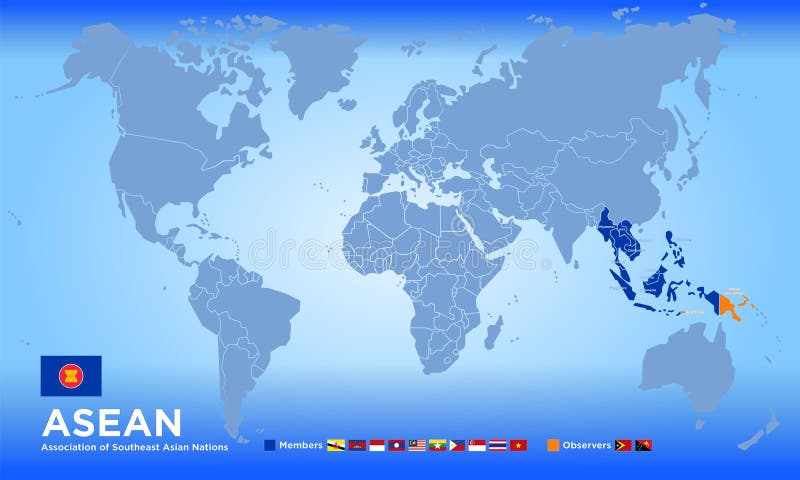 Asean Association Of Southeast Asian Nations Countries Map Stock
