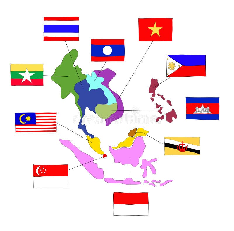 AEC Asean Economic Community World Map Stock Vector - Illustration of ...