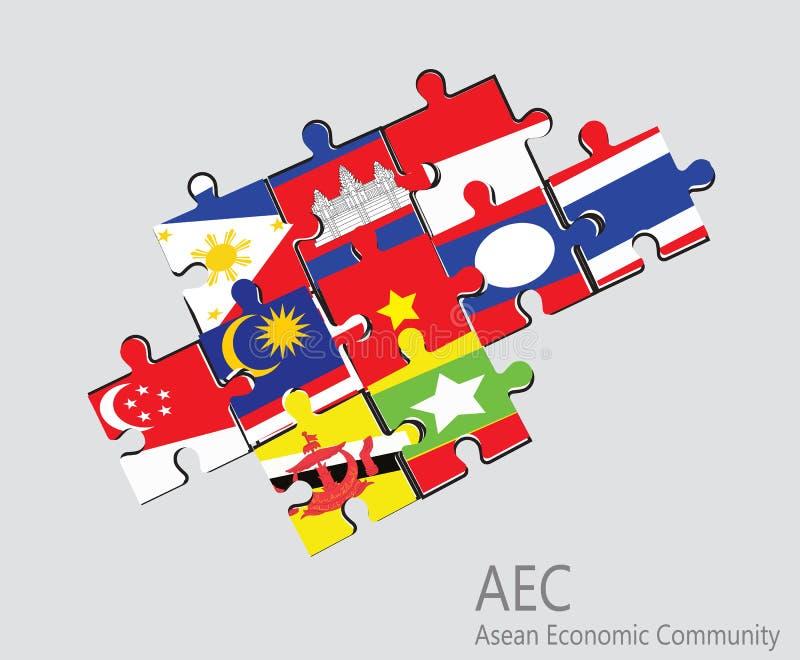 Vector Aec Asean Economic Community Flags Asean Association Of