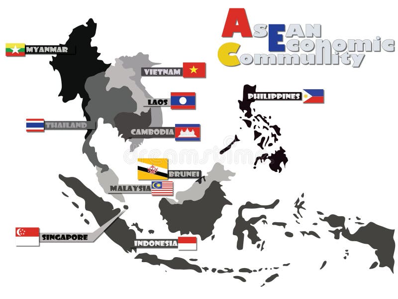 AEC ASEAN MAP stock illustration. Illustration of together - 40294386