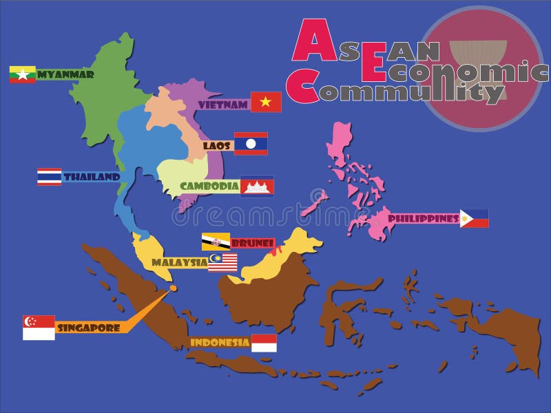 Aec asean map stock illustration. Illustration of together - 40294386
