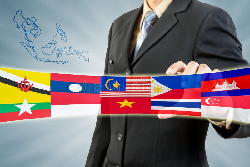 ASEAN Economic Community in Businessman Hand Stock Image - Image of ...
