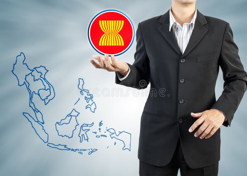 ASEAN Economic Community in Businessman Hand Stock Image - Image of ...