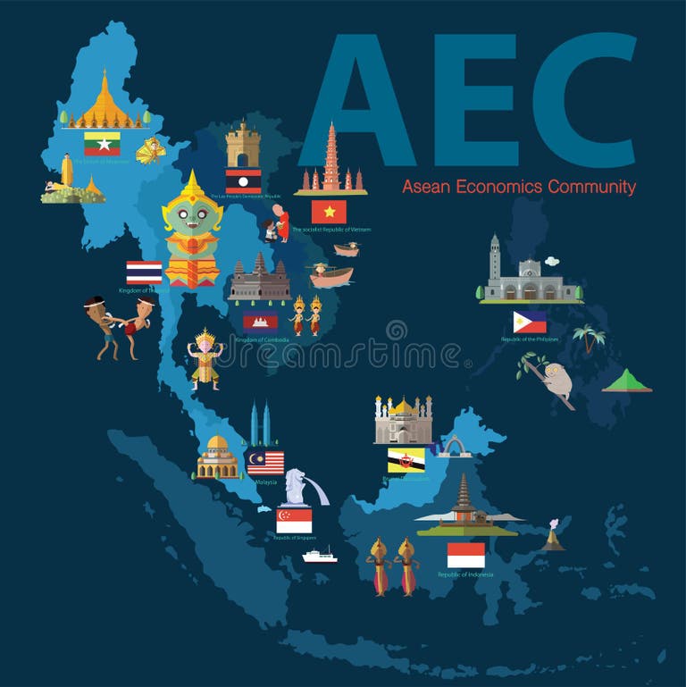 Asean Economics Community (AEC) Stock Vector - Illustration of people ...