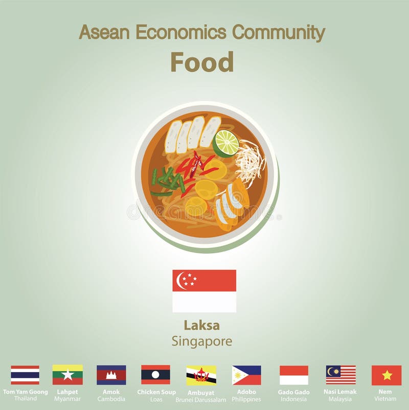 Asean Economics Community(AEC) Food Stock Vector - Illustration of asia ...