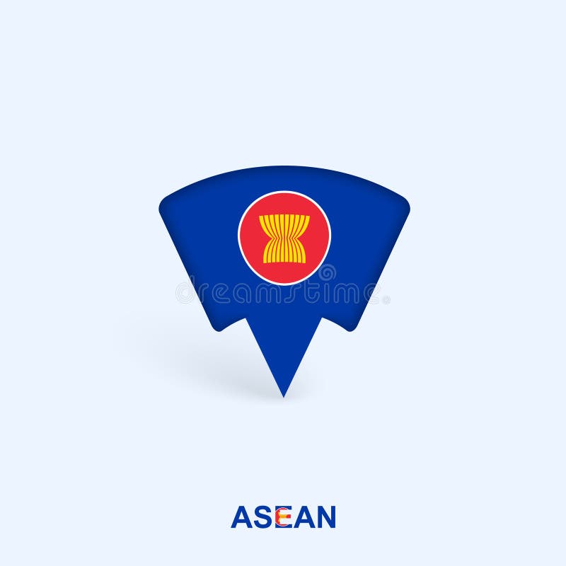 ASEAN Flag Map Pointer Design with Shadow Stock Vector - Illustration ...