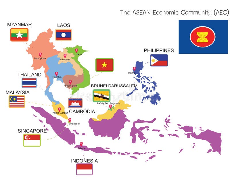 AEC ASEAN MAP stock illustration. Illustration of together - 40294386