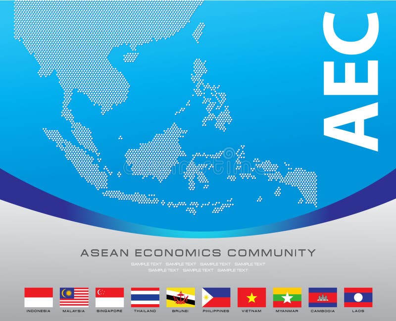Asean Map Dotted Style Illustration, for Background Stock Illustration ...