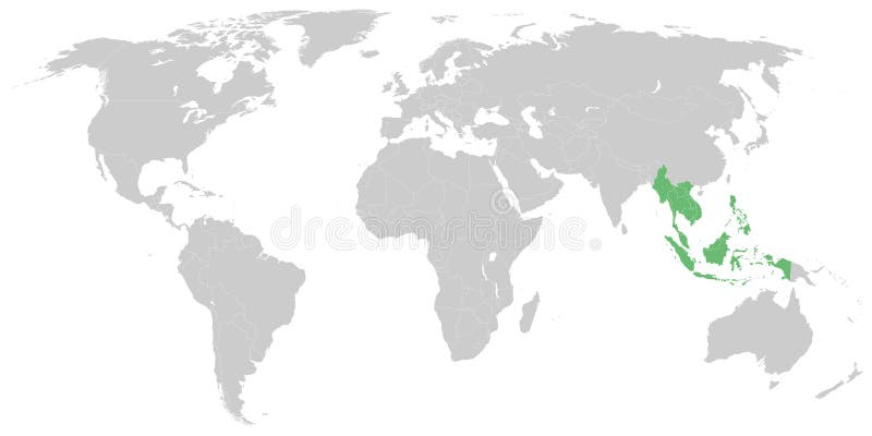 ASEAN Member States on Map of the World Stock Vector - Illustration of ...