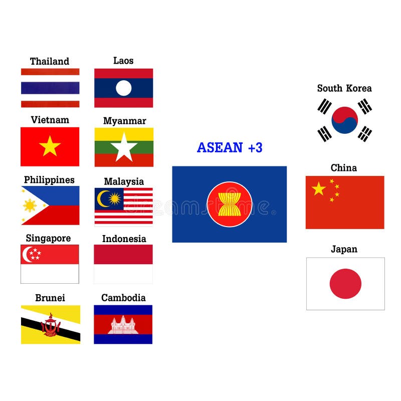 ASEAN plus 3 countries stock illustration. Illustration of economy ...