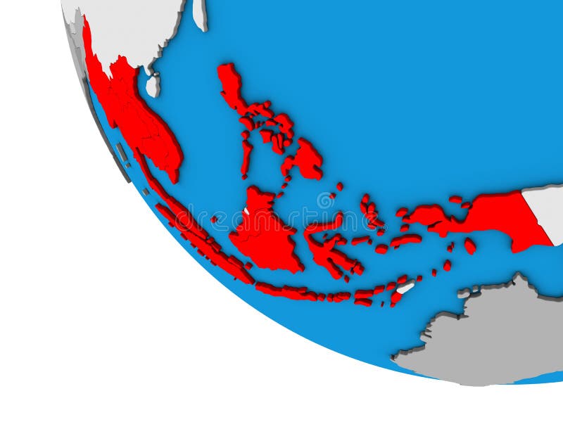 ASEAN on Globe Map with Asia Stock Illustration - Illustration of asian ...