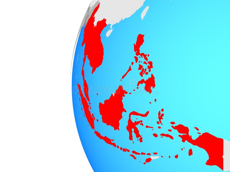 ASEAN on Globe Map with Asia Stock Illustration - Illustration of coat ...
