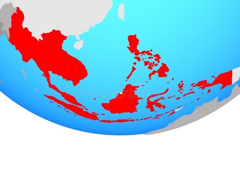 ASEAN on Globe Map with Asia Stock Illustration - Illustration of coat ...