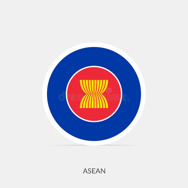 ASEAN Round Flag Icon with Shadow Stock Vector - Illustration of ...