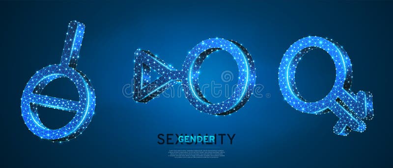 Asexuality or Intersex, Transgender, Genderqueer Symbol Set. Wireframe ...