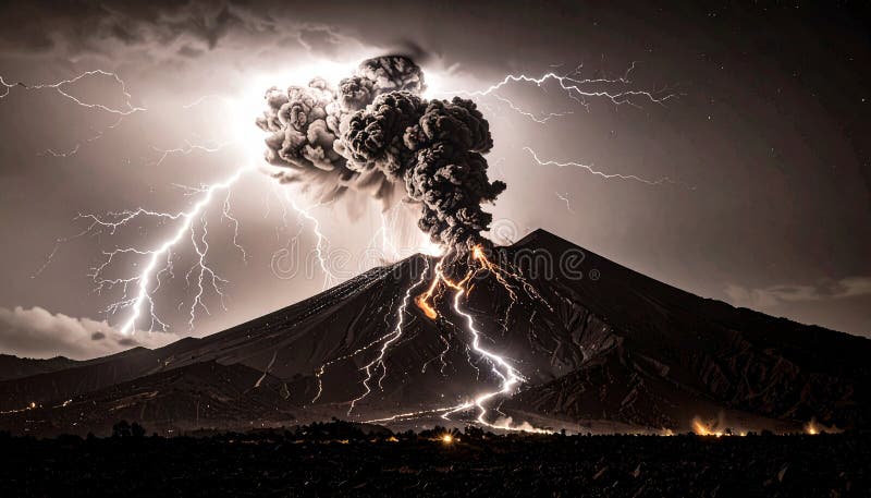 Ash Cloud, Lightning, Monochrome Dystopian Environment .Background ...