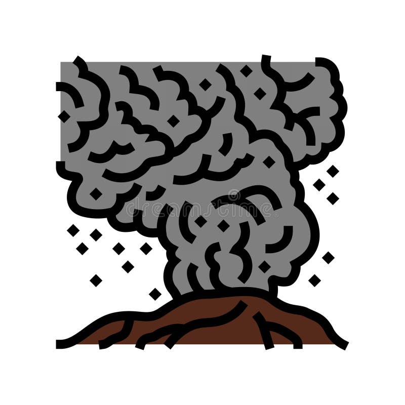 Ash Cloud Volcano Color Icon Vector Illustration Stock Vector ...