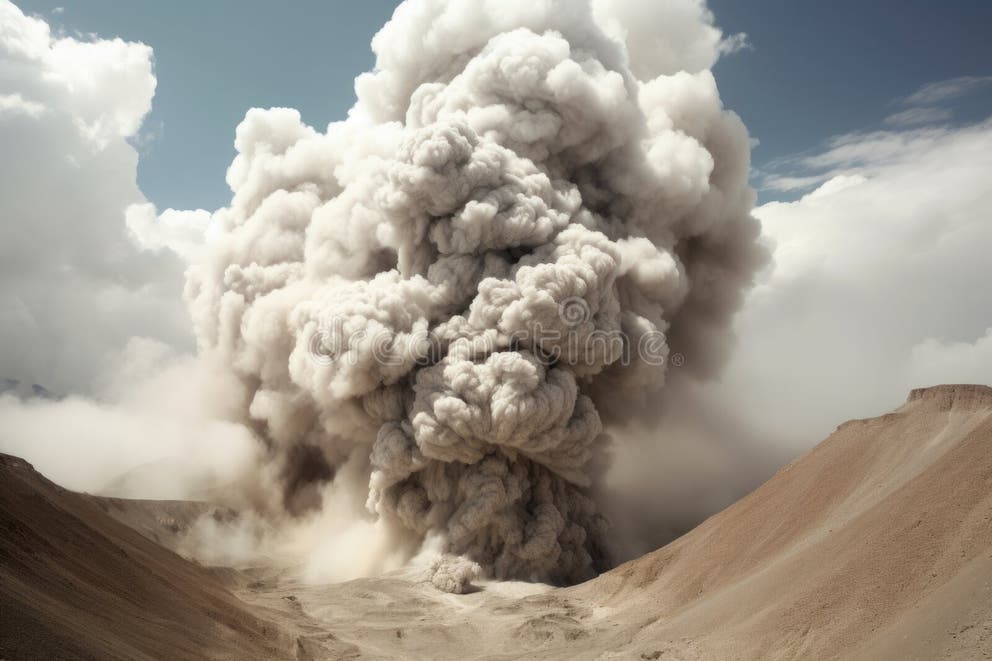 Ash Clouds Billowing Out of Volcanic Vent Stock Illustration - Illustration of clouds, eruption ...