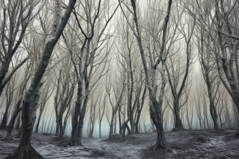 Ash-covered Trees Near an Erupting Volcano Stock Photo - Image of ...