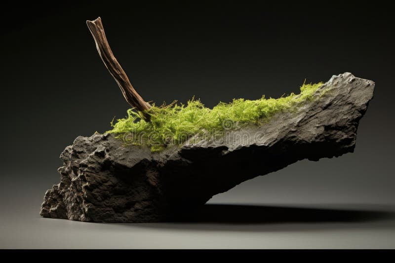 Ash-covered Volcanic Rock with a Single Grass Blade Stock Image - Image ...