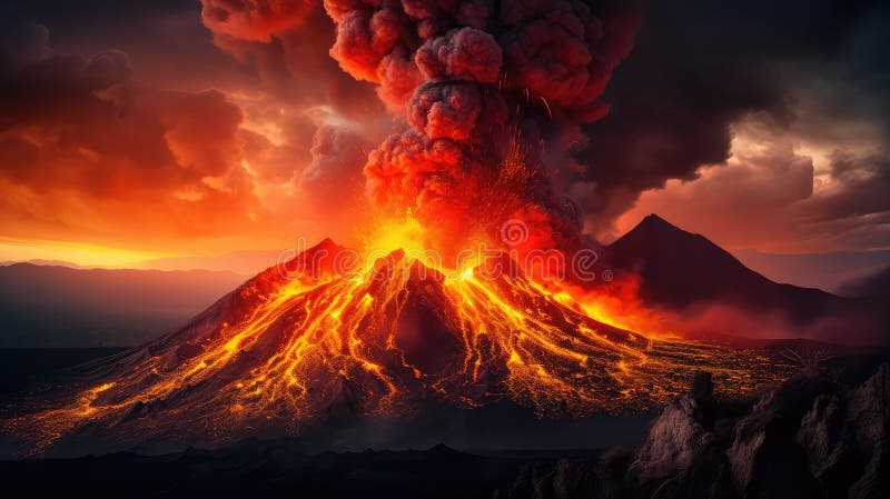 Ash explosion fire stock illustration. Illustration of pumice - 369572065