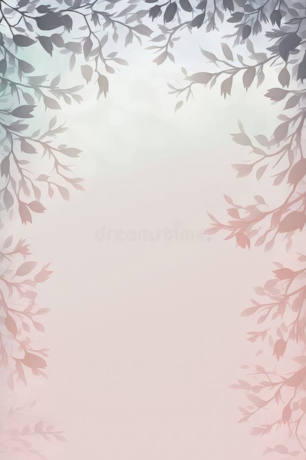 Ash Gray Light Pink Background Silhouettes Leafy Branchesvertical ...