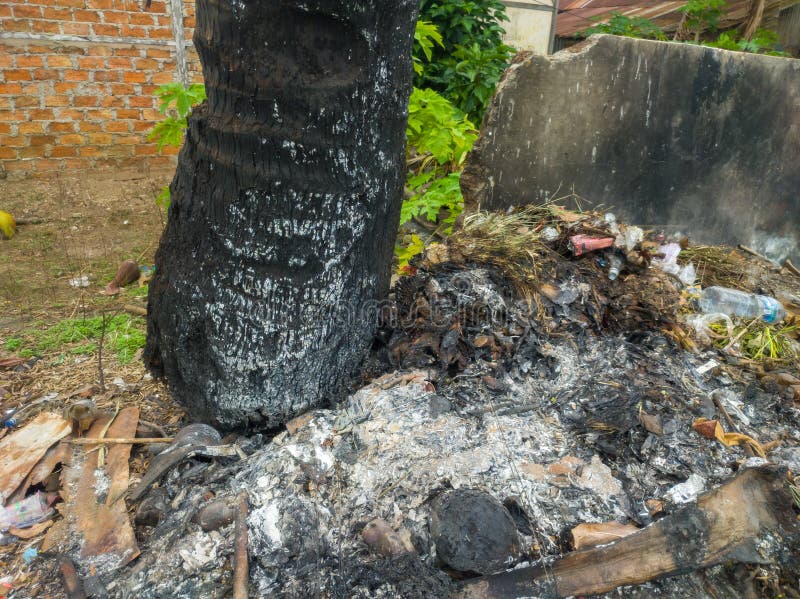 Ash Left Over from Burning Trash Stock Photo - Image of charred ...