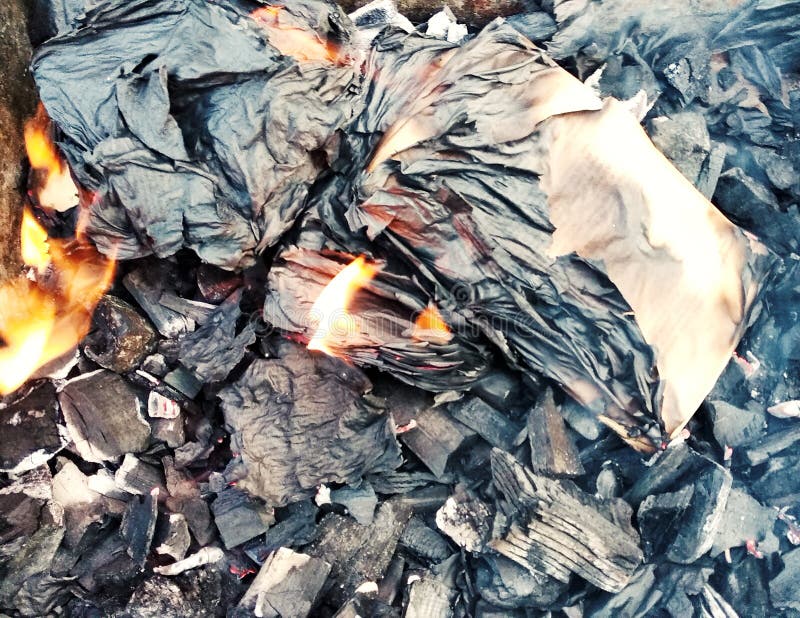 Ash and Old Papers in Fire. Stock Photo - Image of burn, open: 190381078