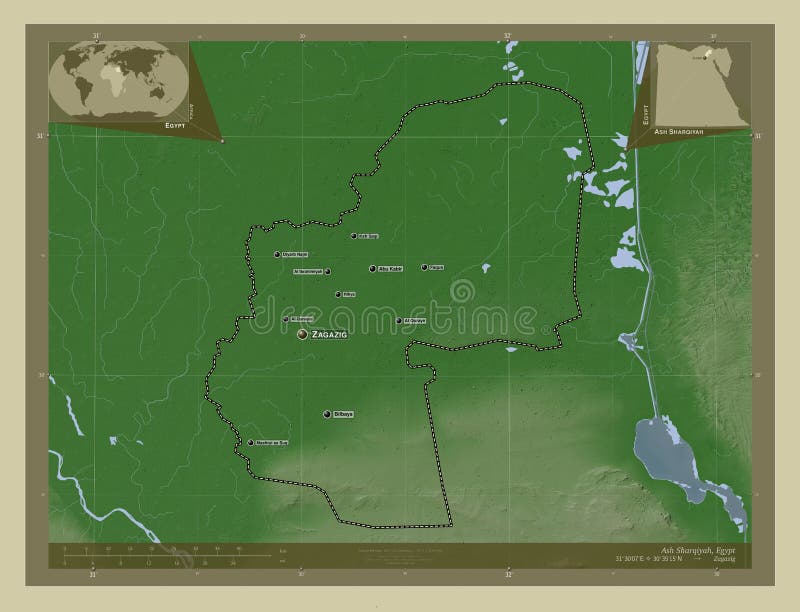 Ash Sharqiyah, Egypt. Wiki. Labelled Points of Cities Stock ...