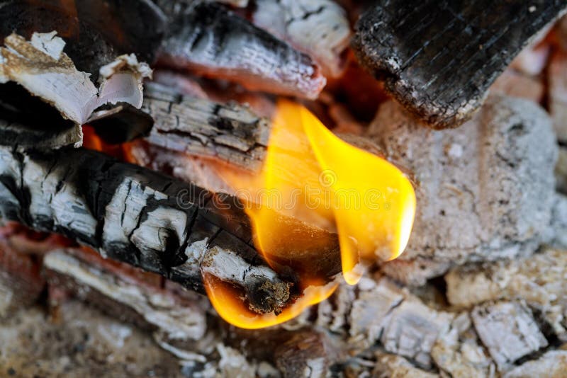 Ash and Small Fire with Burned Wood Stock Photo - Image of orange ...