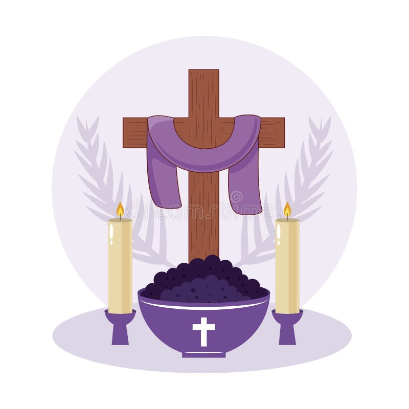 Ash wednesday symbols stock vector. Illustration of theology - 268777045