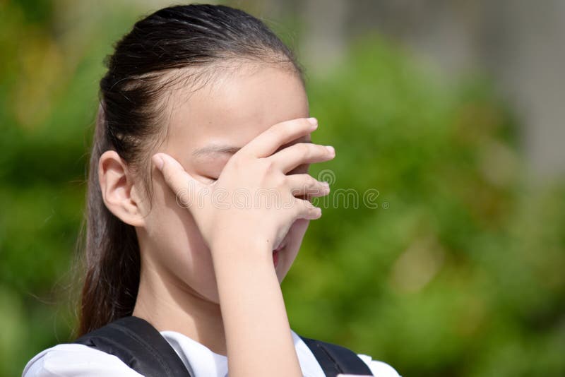 An Ashamed Beautiful Female Student Stock Photo - Image of embarrassed ...