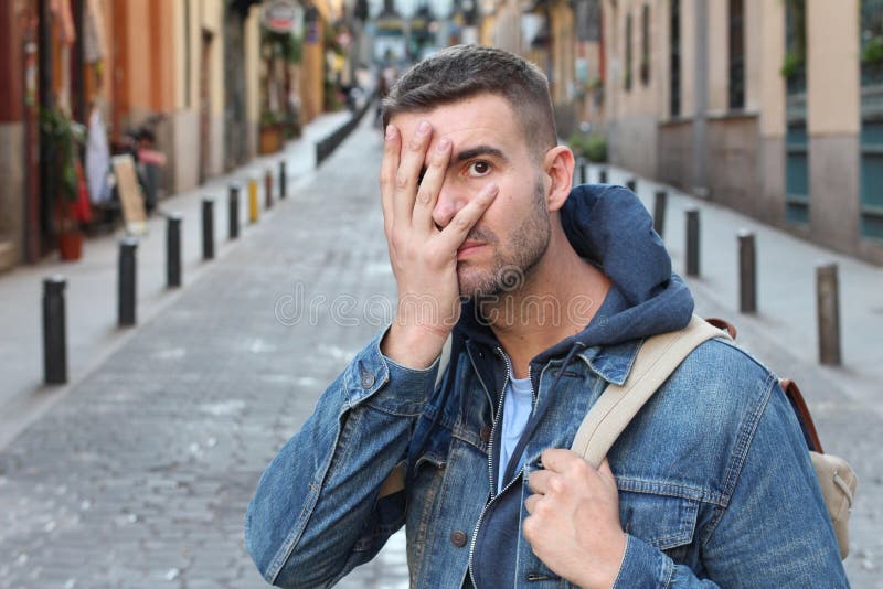 Ashamed Man Covering His Face Stock Photo - Image of ashamed, depressed ...